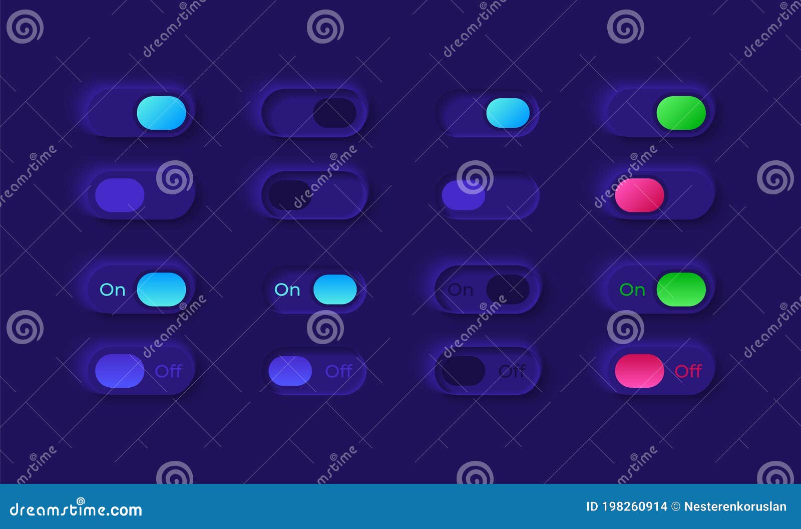 Power on and Off UI Elements Kit Stock Vector - Illustration of digital ...