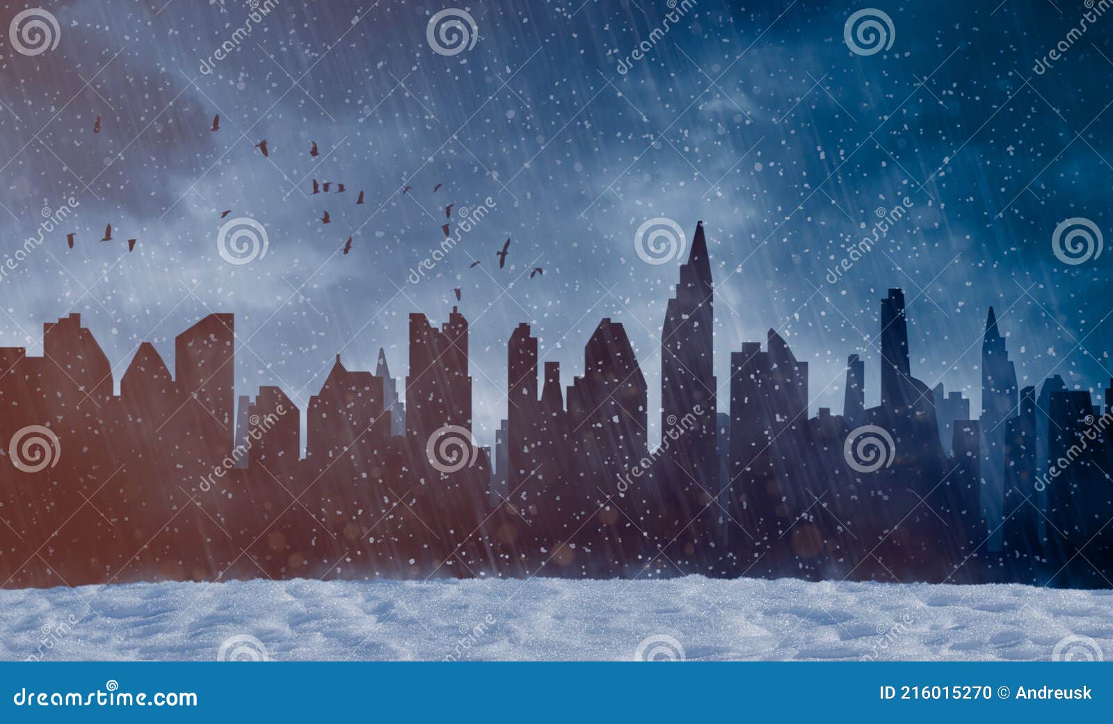 Power Outage in Dark City and Snow Storm Stock Photo - Image of ...