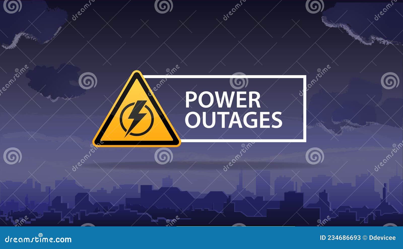 Power Outage, Logo on the Background of the City without Electricity ...