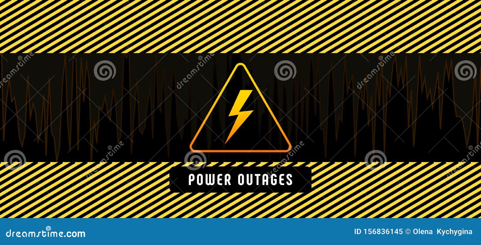 Power Outage, Poster with Warning Lines and Yellow Triangular Caution ...