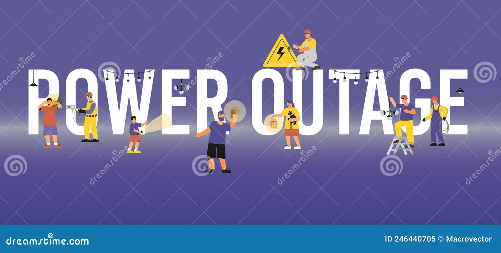 Power Outage Text Composition Stock Vector - Illustration of voltage ...