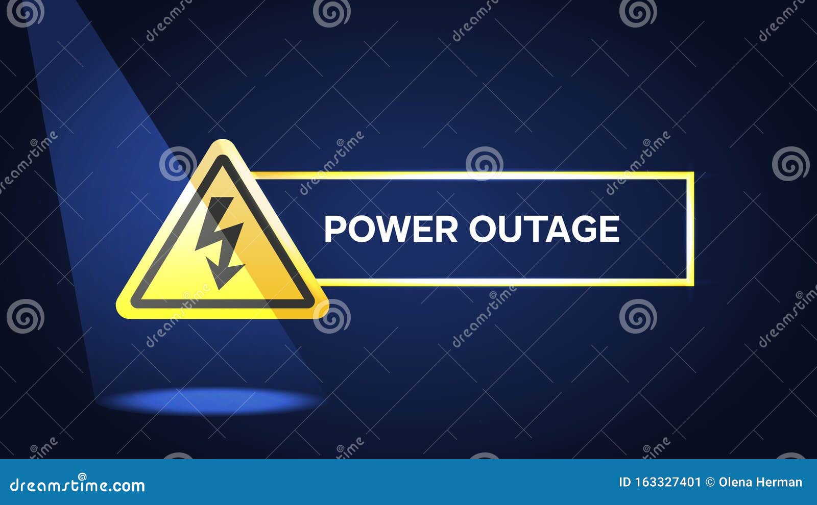 Power Outage, Warning Poster on Blue Background with Warning Sign and ...
