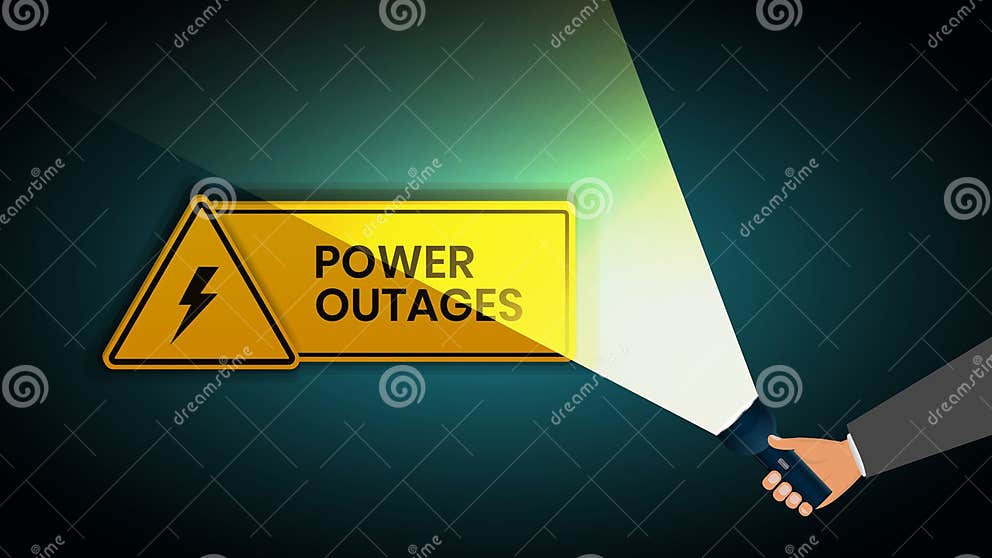 Power Outage, Warning Poster in Yellow a Triangular Icon of Electricity ...