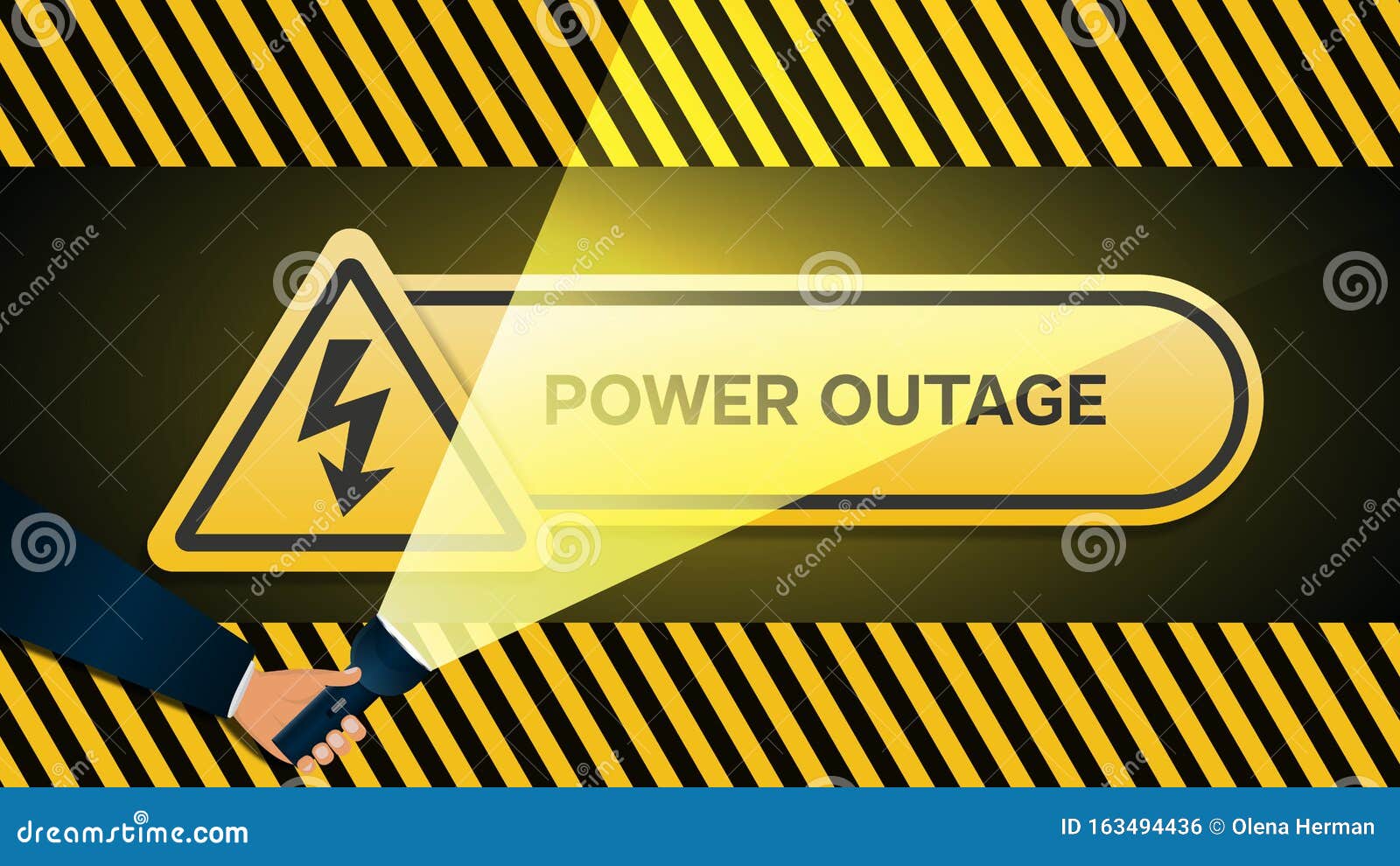 Power Outage, Warning Poster in Yellow a Triangular Icon of Electricity ...
