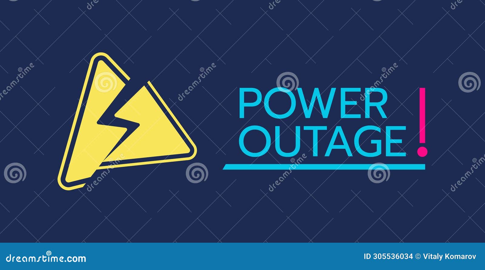 Power Outage Web Banner with Warning Sign. Stock Vector - Illustration ...