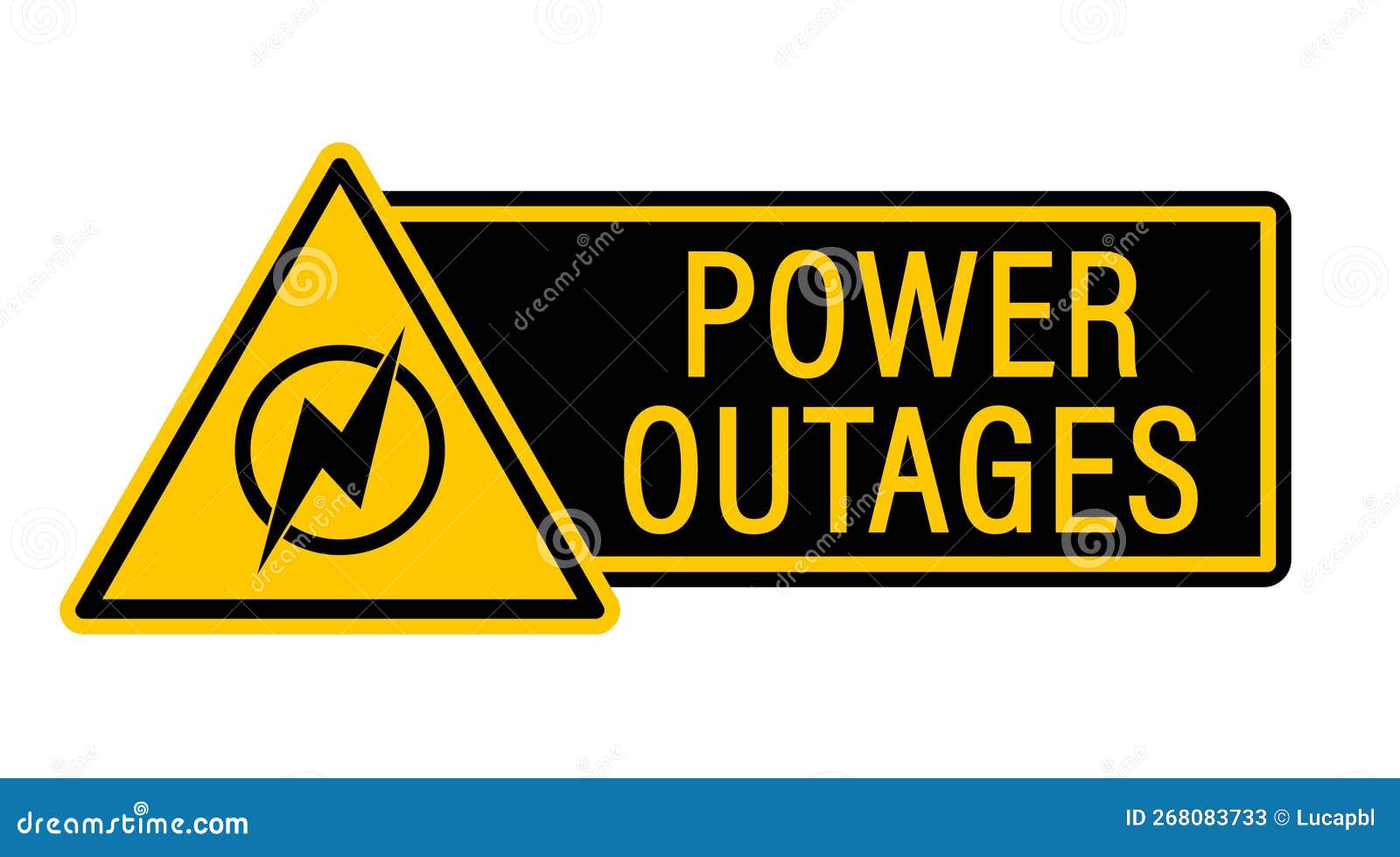 Power Outages. Yellow Triangle Warning Sign with Symbol and Text Stock ...