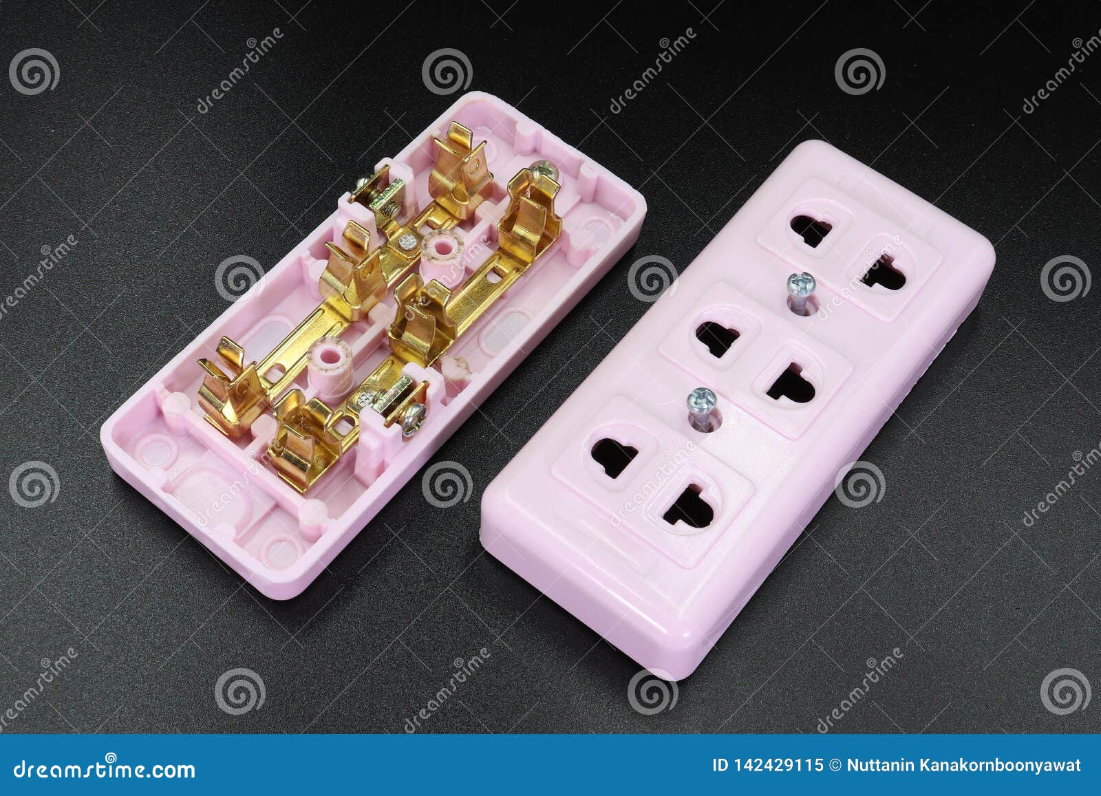 Power Outlet Adapter What`s Inside, Isolated On Black Studio Background ...