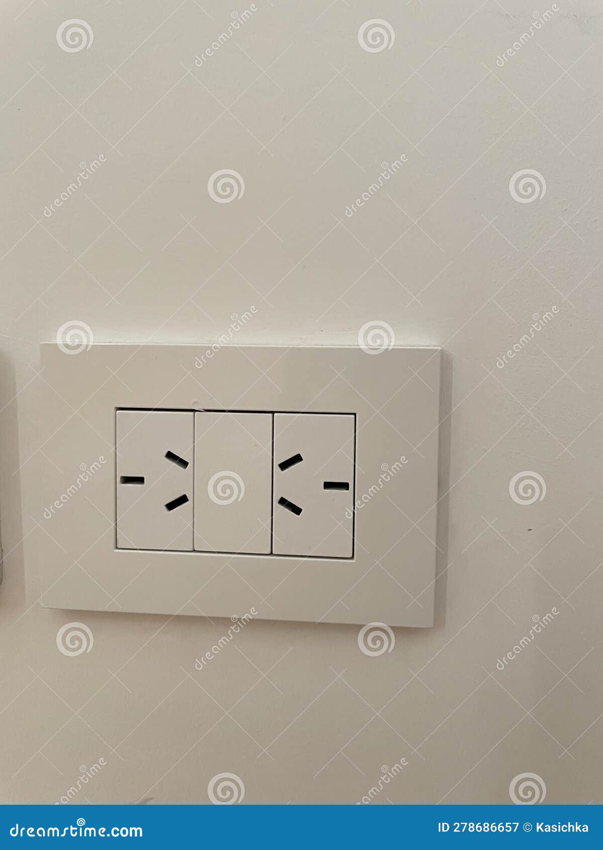 Power Outlet and Plug Socket with Three Flat Holes Stock Image - Image ...