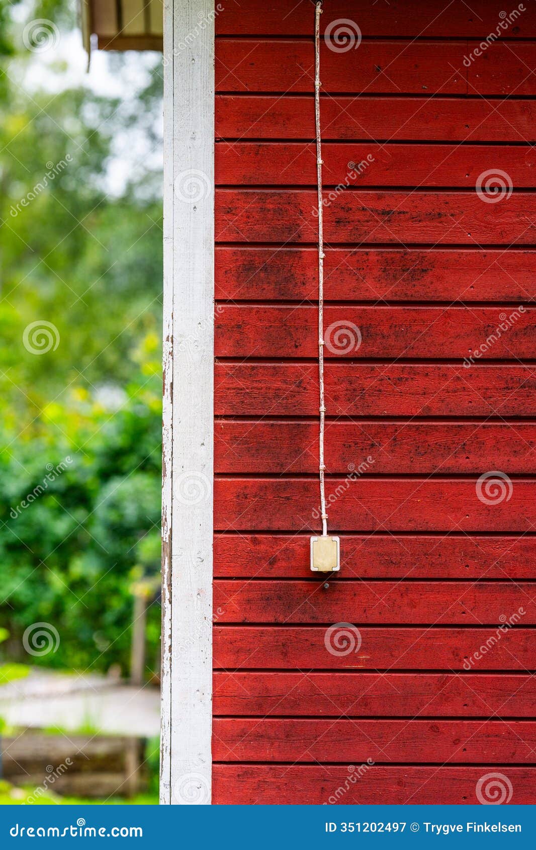 Power Outlet on a Red Wall of a Wooden Cabin.. Stock Image - Image of ...