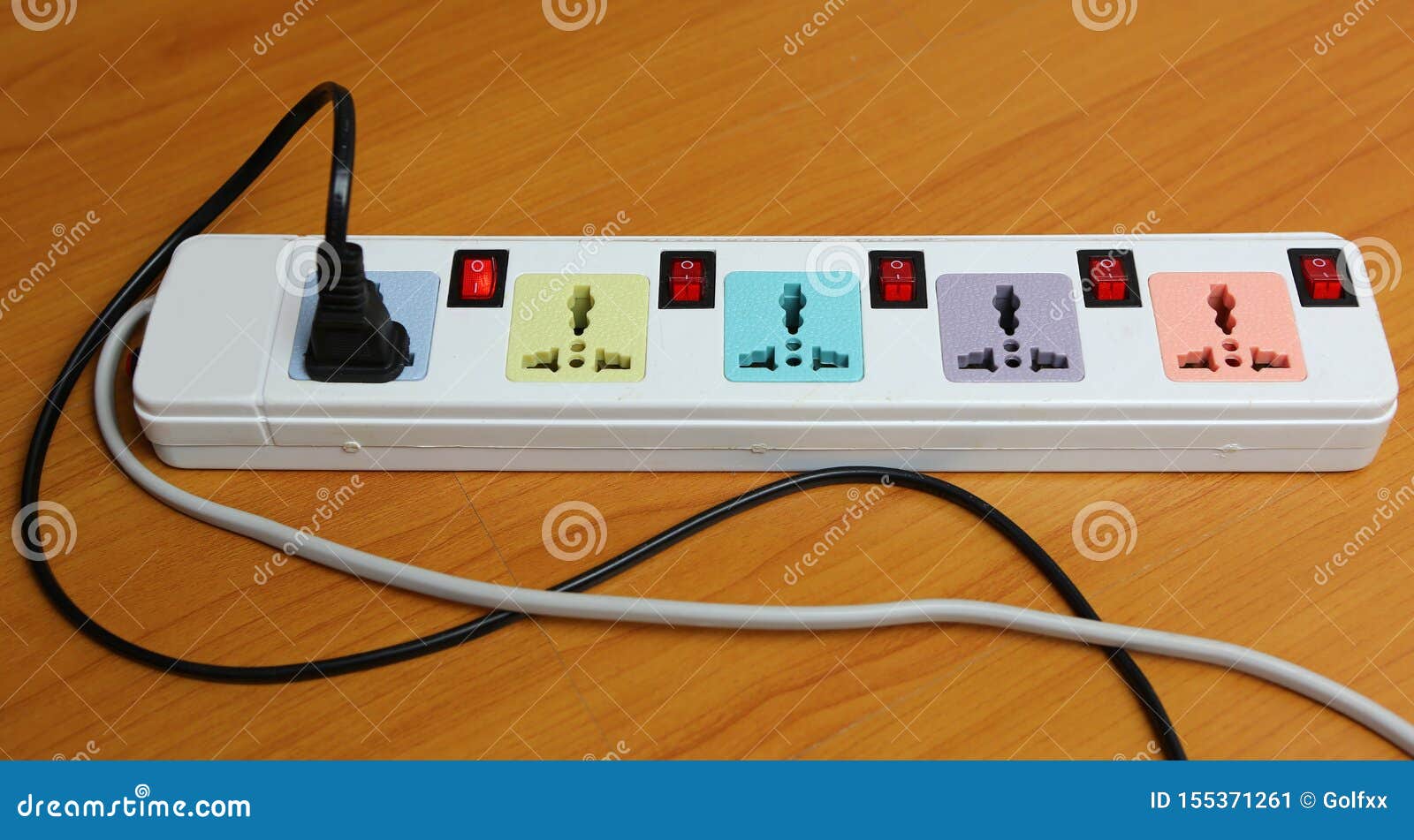 Power Outlet Strip. Electric Plug Stock Image - Image of colorful ...