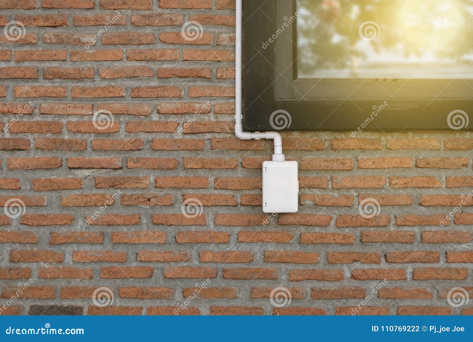 Power Outlets on the Brick Wall Vertical Orientation. Stock Photo ...