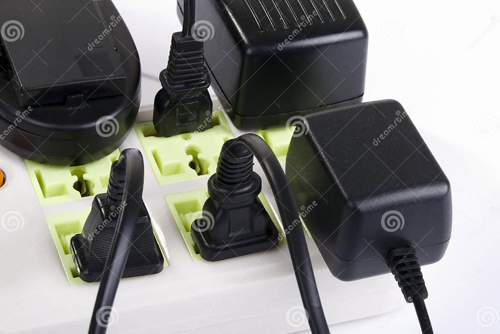 Power Outlets and Cords Adapters Stock Image - Image of adapters ...