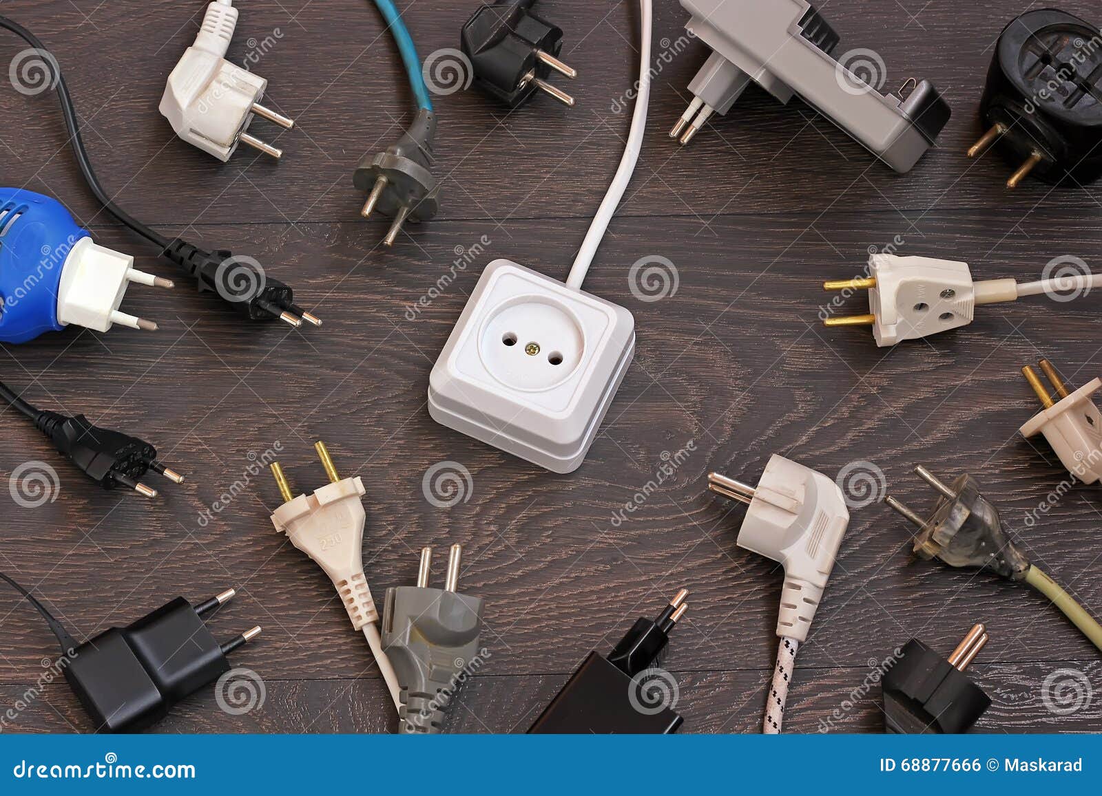 Power Outlets and Multiple Plugs from Electronic Devices Stock Photo ...