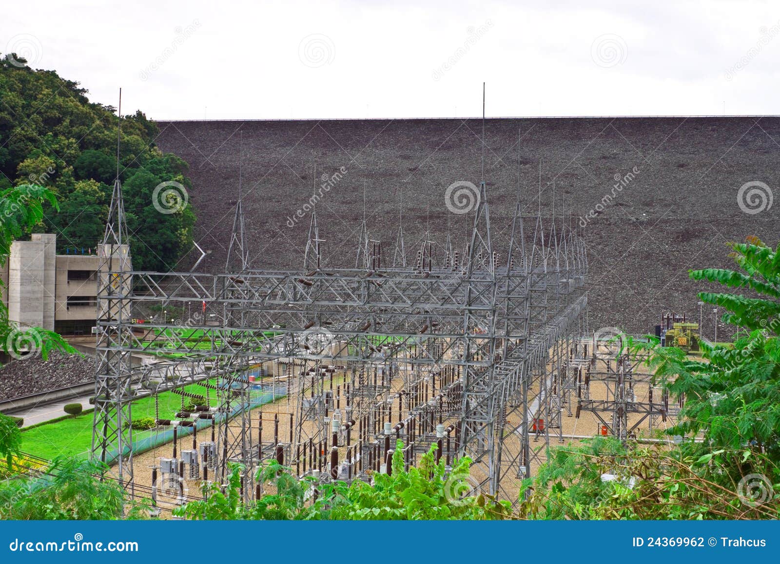Power Plant from Behind the Dam and Environment Stock Photo - Image of ...