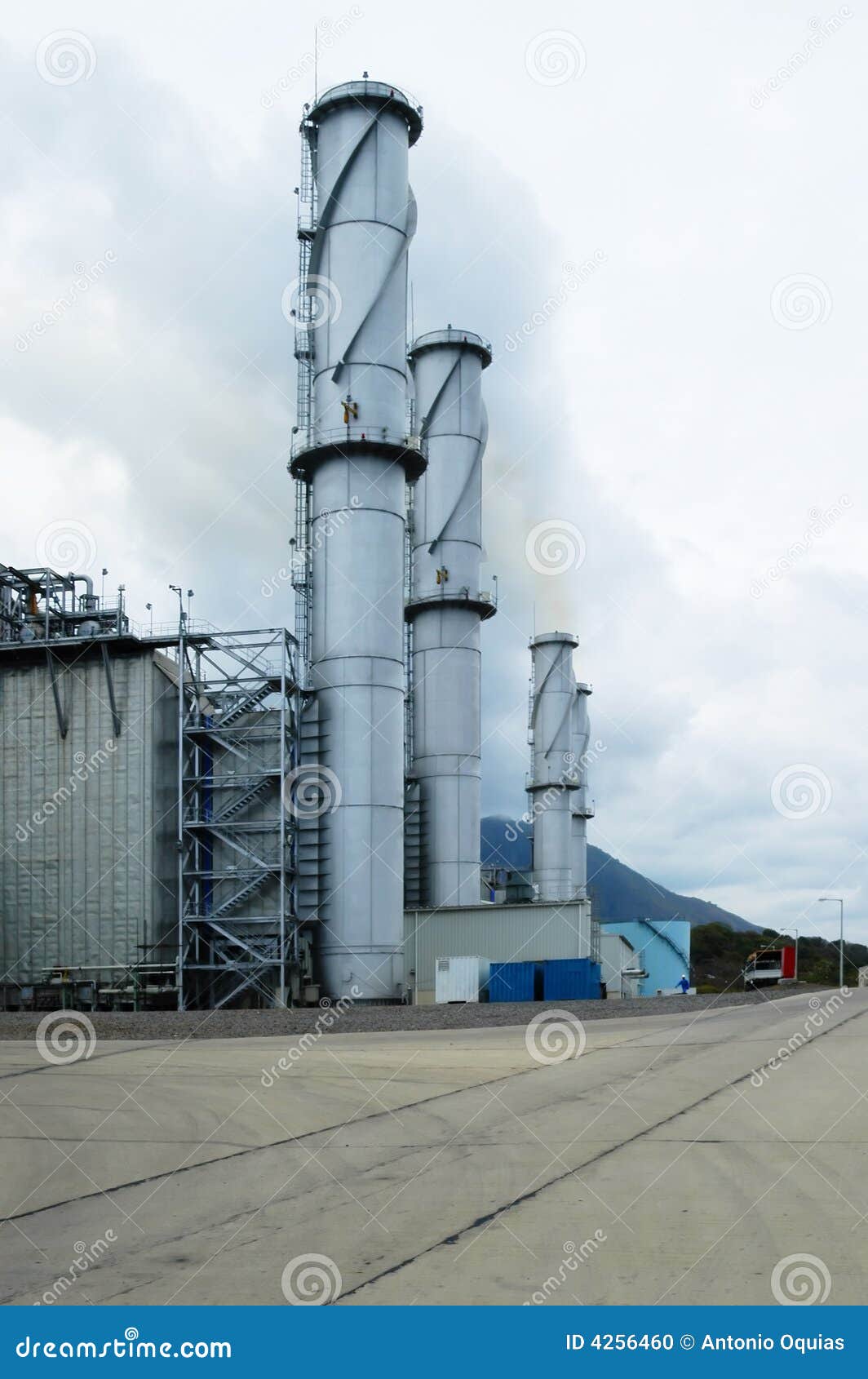 Power Plant Chimney stock photo. Image of gases, clear - 4256460