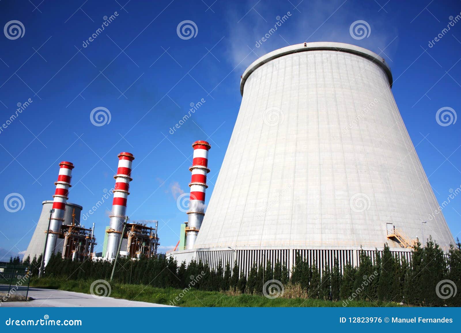 Power plant chimneys stock photo. Image of danger, atmosphere - 12823976