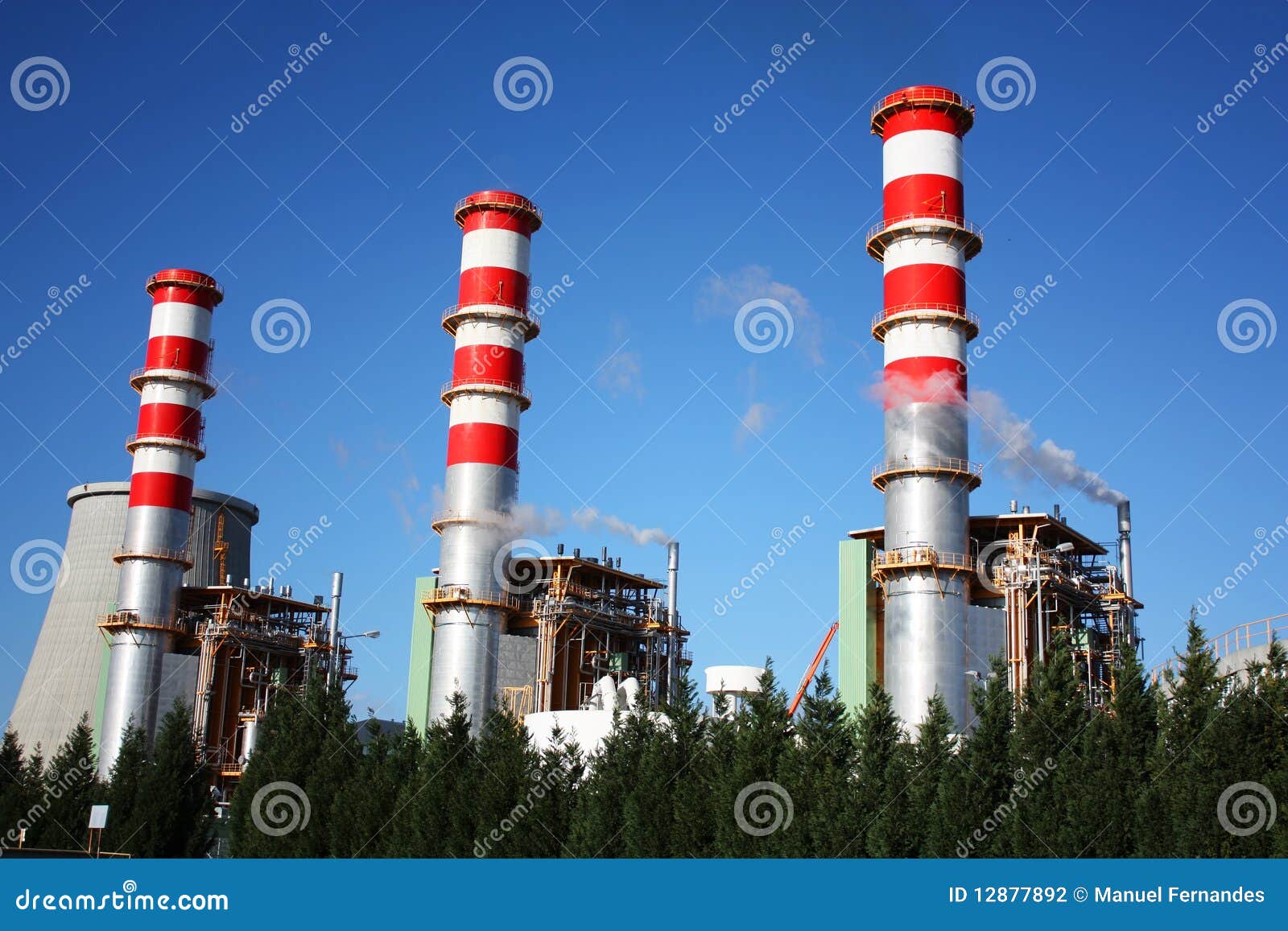 Power plant chimneys stock photo. Image of pipe, building - 12877892