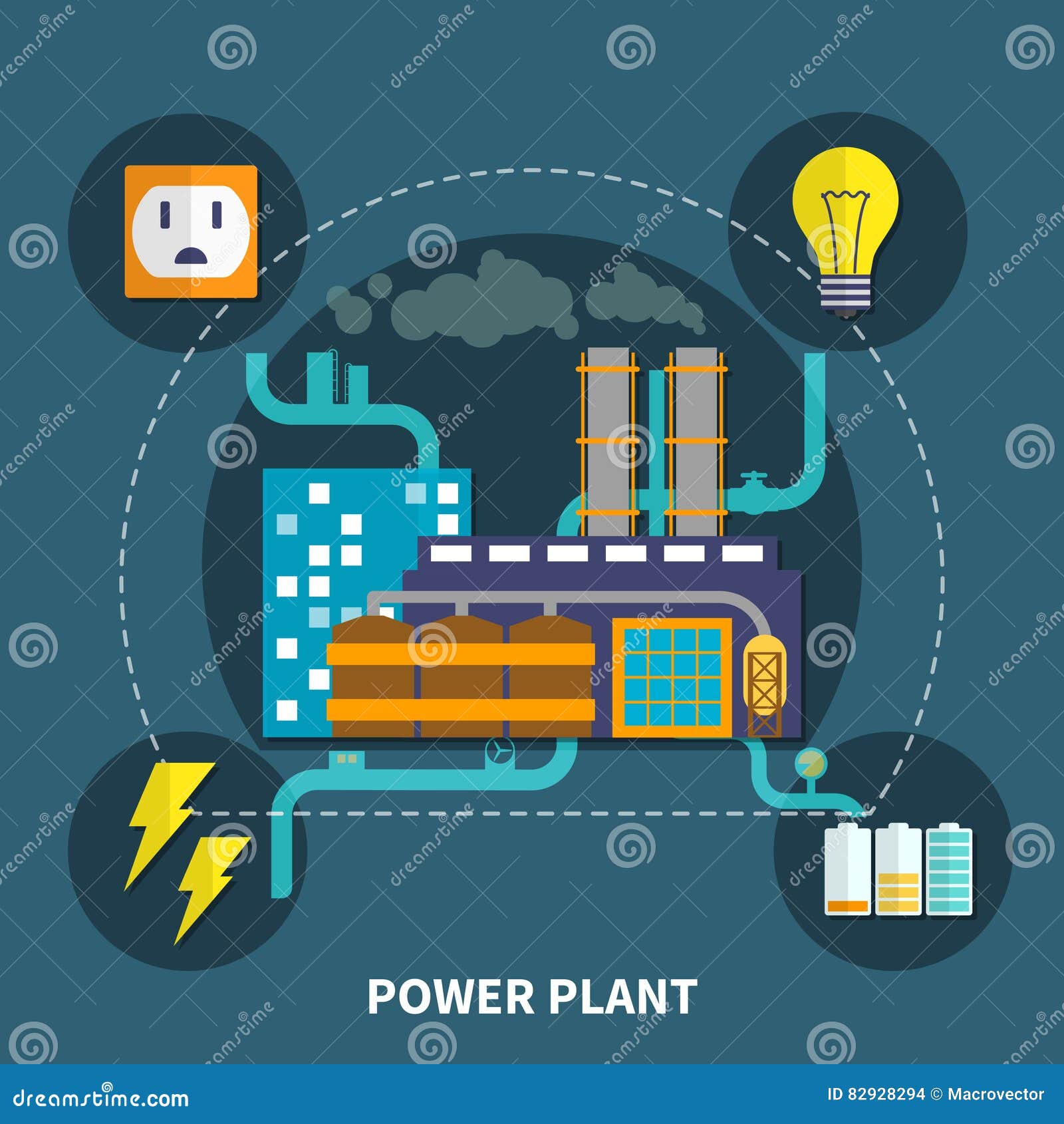 Power Plant Design Vector Illustration Stock Vector - Illustration of ...