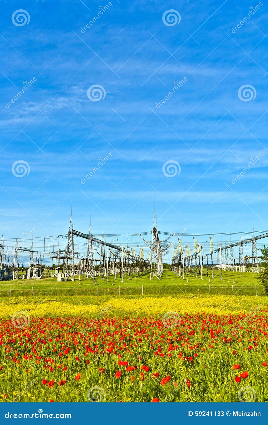 Power Plant and Distribution Station in Landscape Stock Image - Image ...