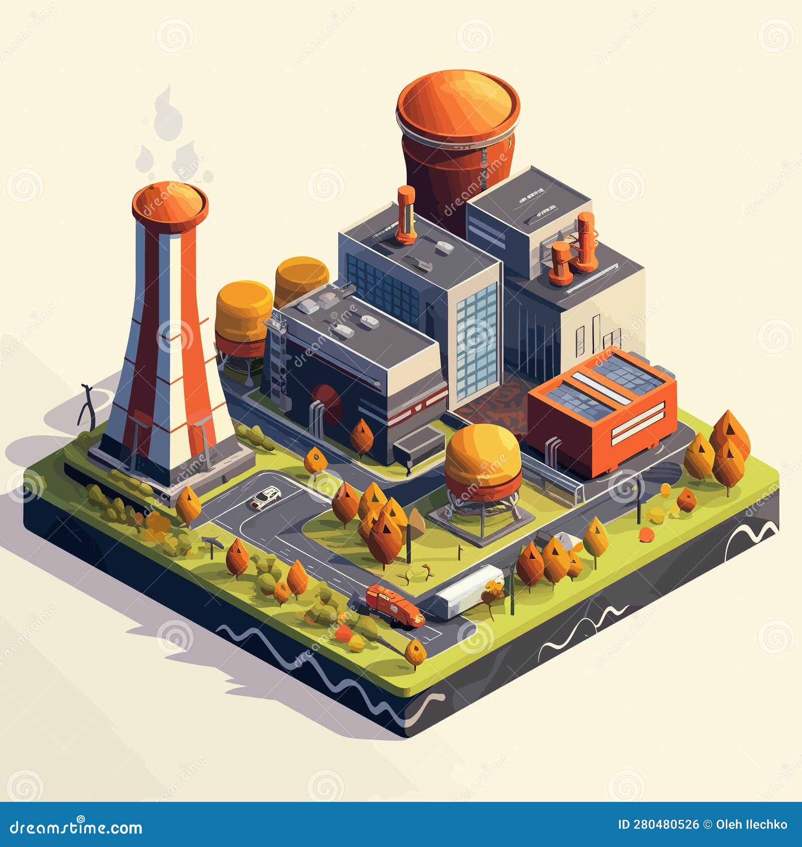 Power Plant Isometric Vector Tile Isolated Illustration Stock Vector ...