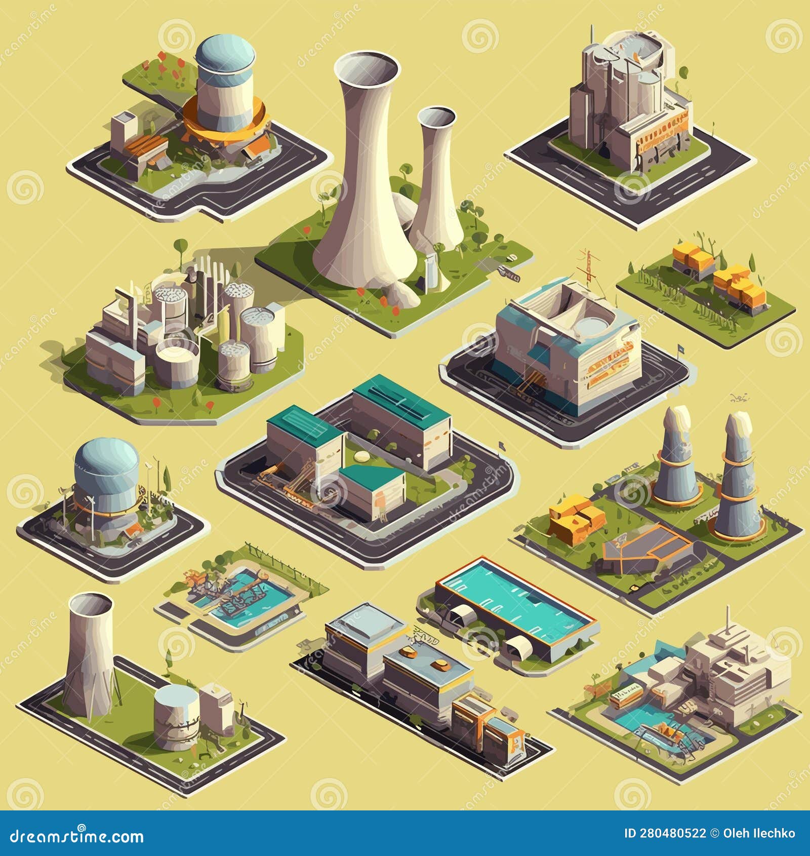 Power Plant Isometric Vector Tile Isolated Illustration Stock Vector ...
