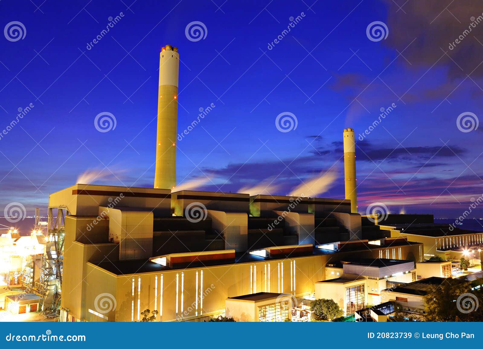 Power plant at night stock image. Image of building, cooling - 20823739