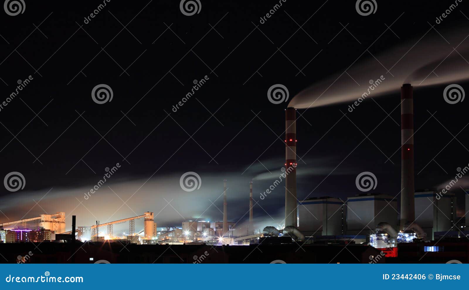 Power plant in night stock photo. Image of plant, factory - 23442406