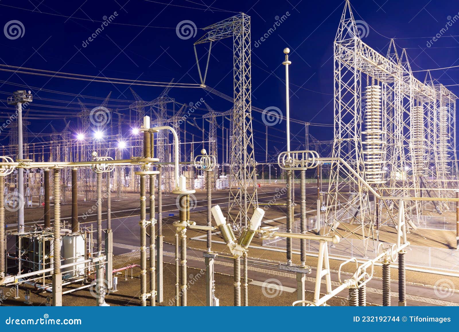 Power plant at night stock photo. Image of industrial - 232192744