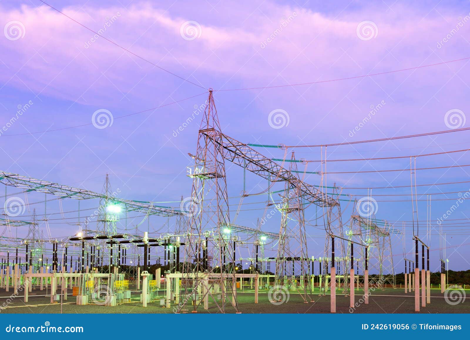 Power plant at night stock photo. Image of industry - 242619056