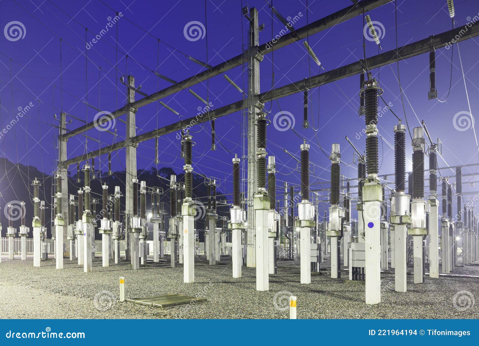 Power plant at night stock photo. Image of grid, industry - 221964194