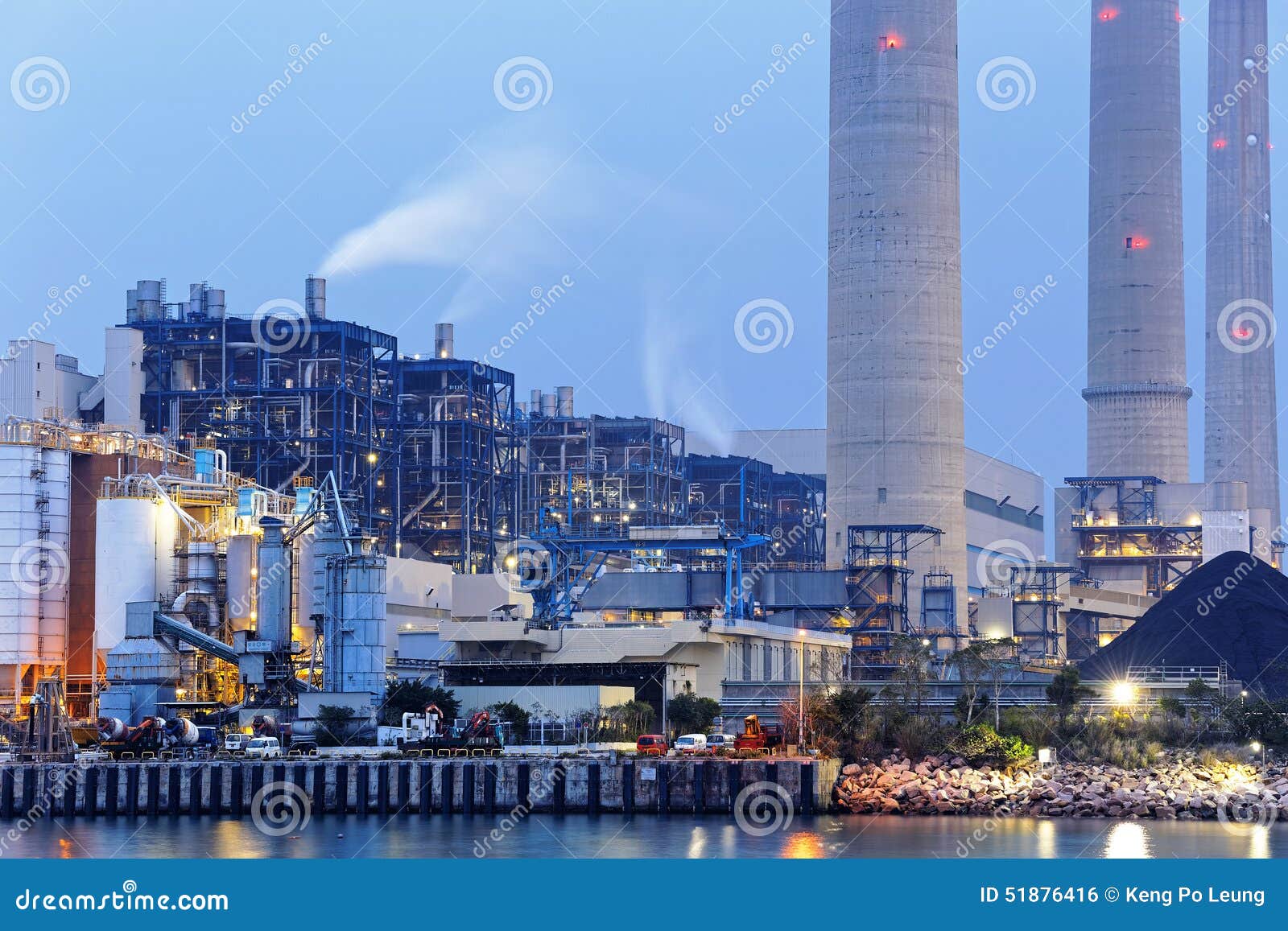 Power plant at night stock photo. Image of electricity - 51876416