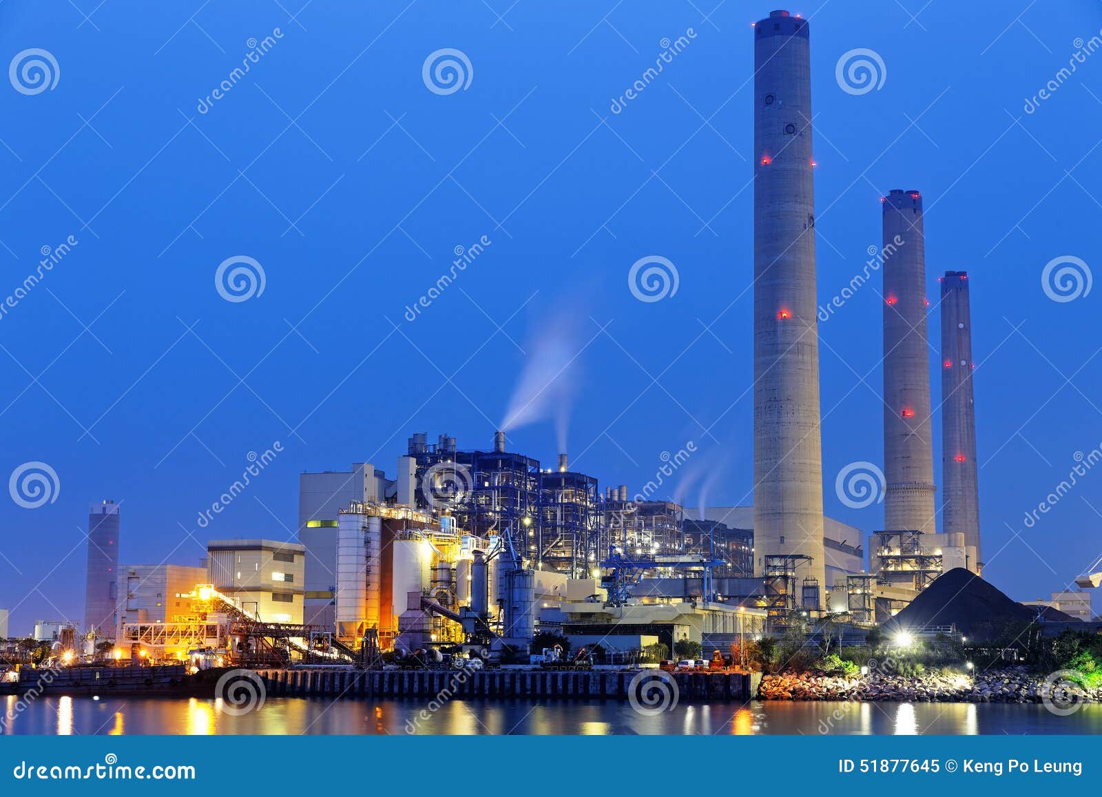 Power plant at night stock image. Image of night, cool - 51877645