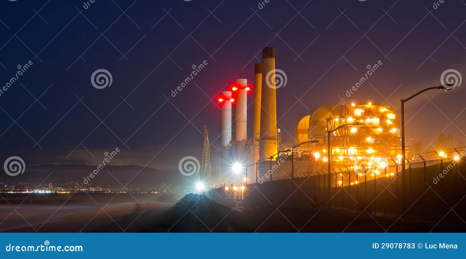 Power plant night lights stock image. Image of california - 29078783
