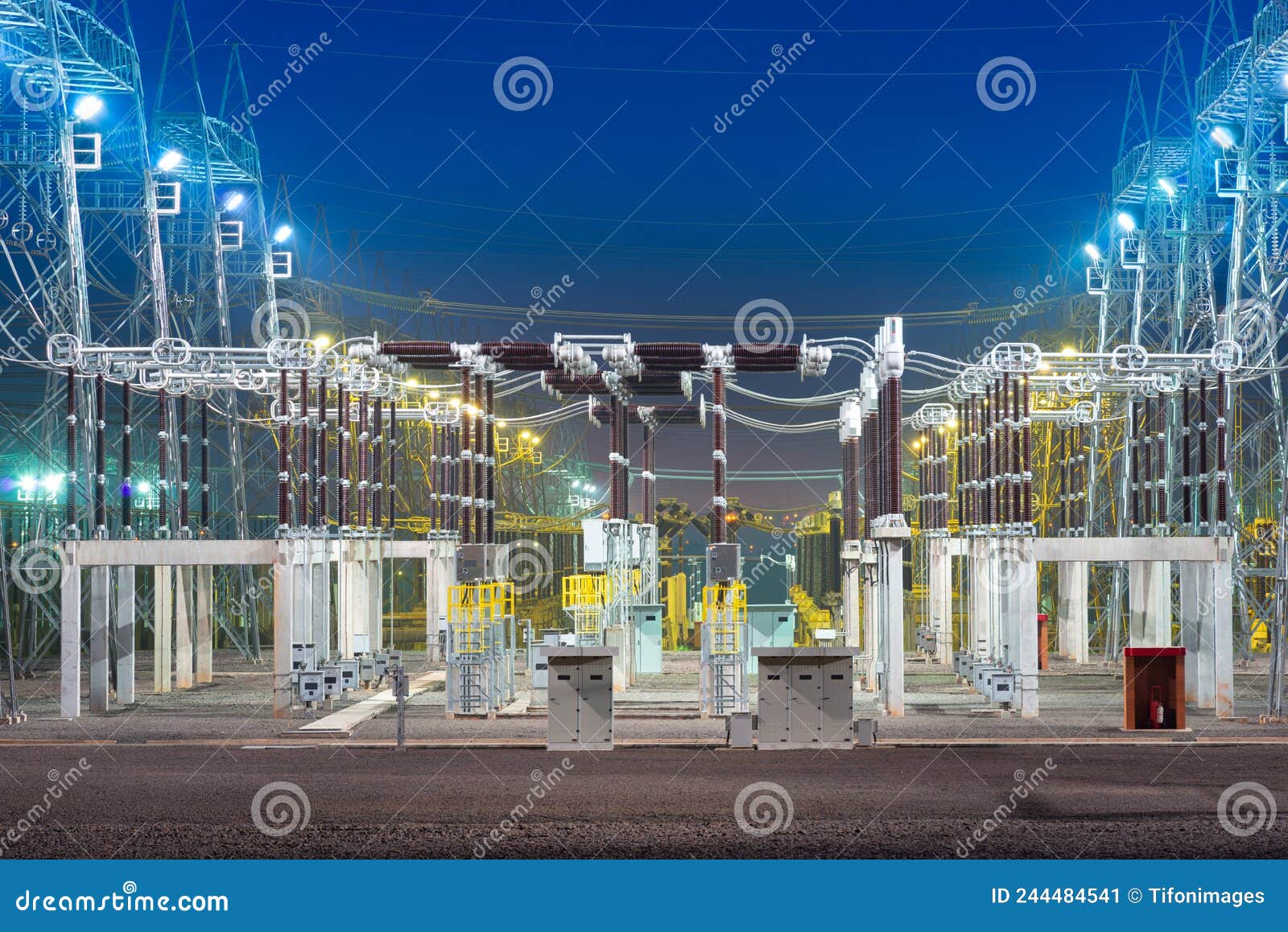 Power plant at night stock image. Image of construction - 244484541
