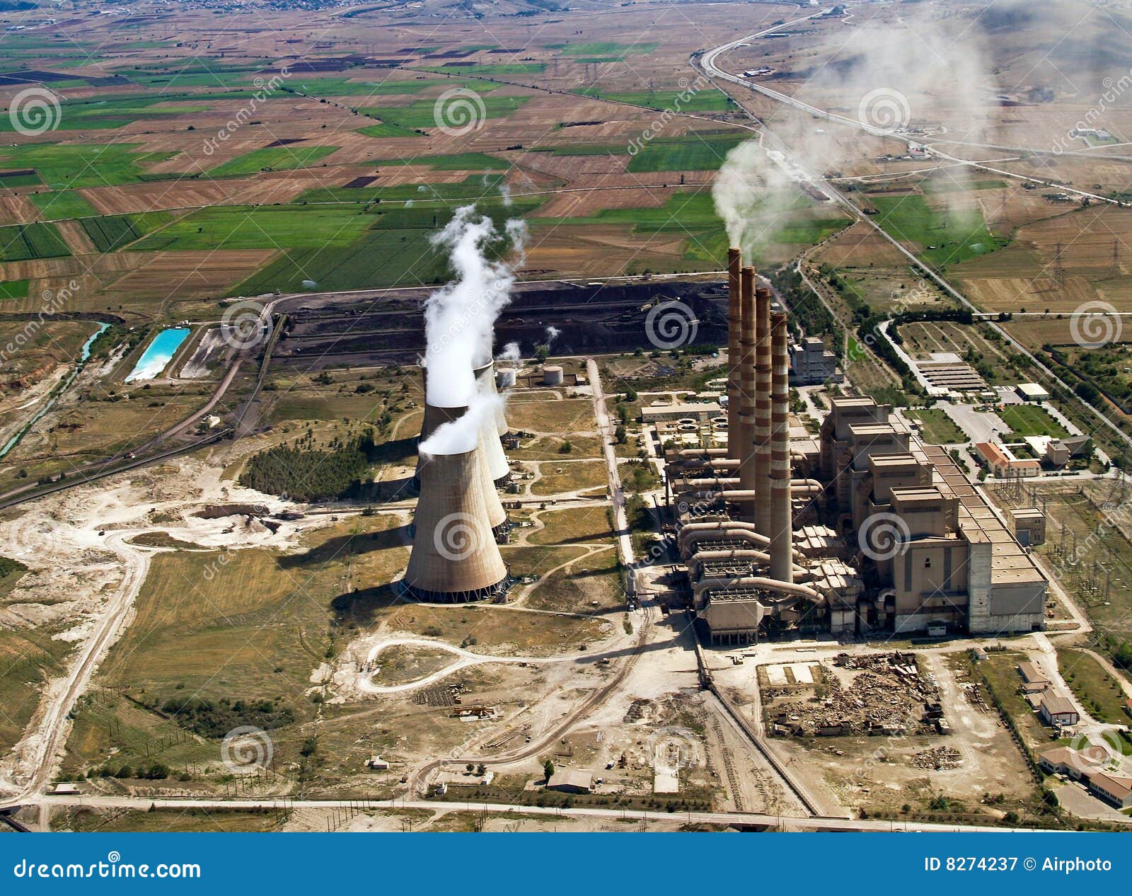 Power Plant in Operation, Aerial Stock Image - Image of carbon, chimney ...
