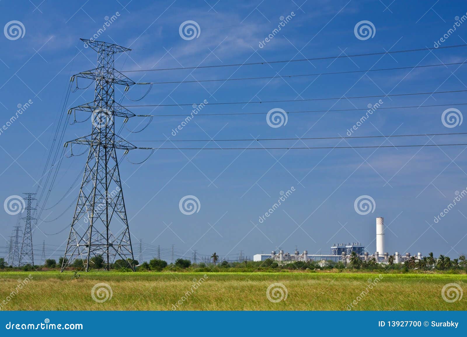 Power Plant and Power Lines Stock Photo - Image of tower ...