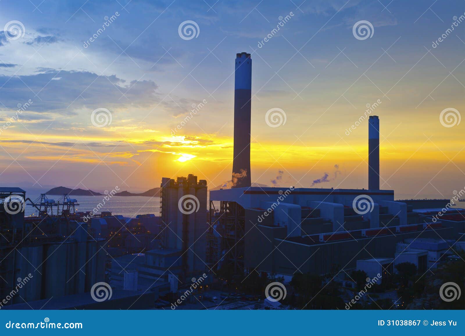 Power plant at sunset stock image. Image of electricity - 31038867