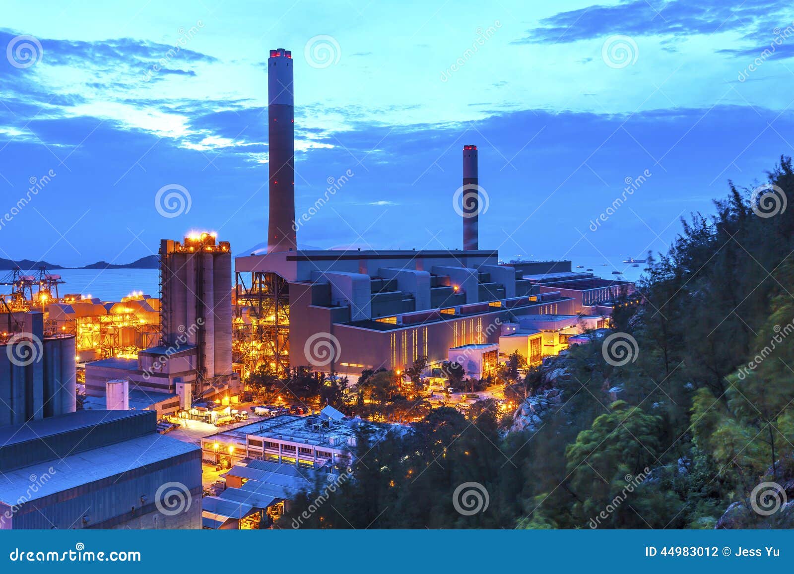 Power plant at sunset stock photo. Image of electric - 44983012