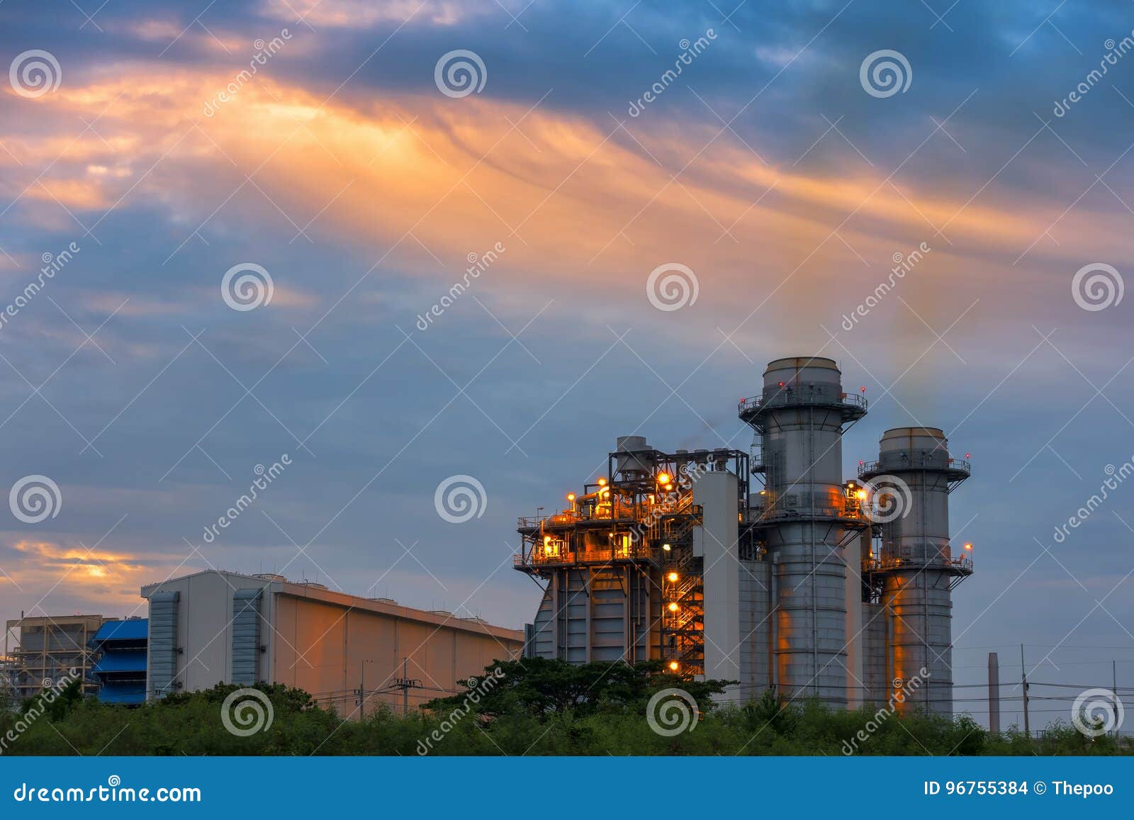 Power plant on sunset sky. stock photo. Image of twilight - 96755384