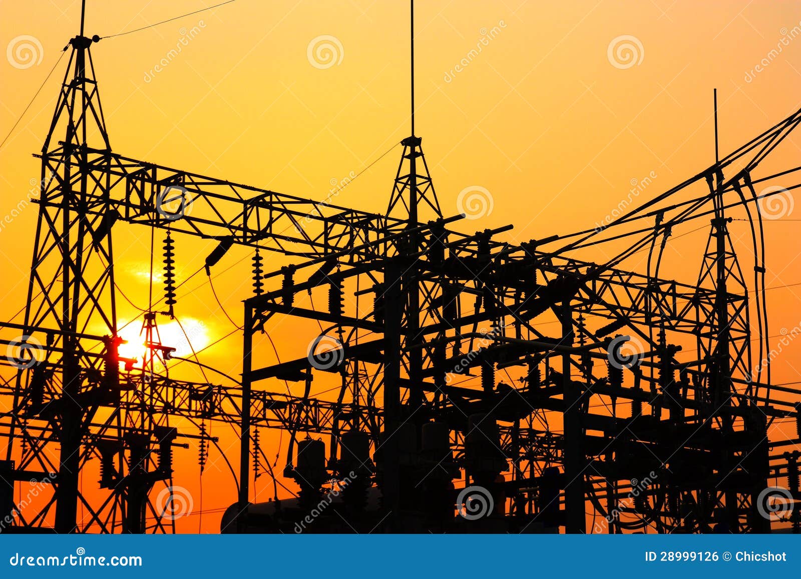 Power Plant and Transformation Station Stock Photo - Image of industry ...