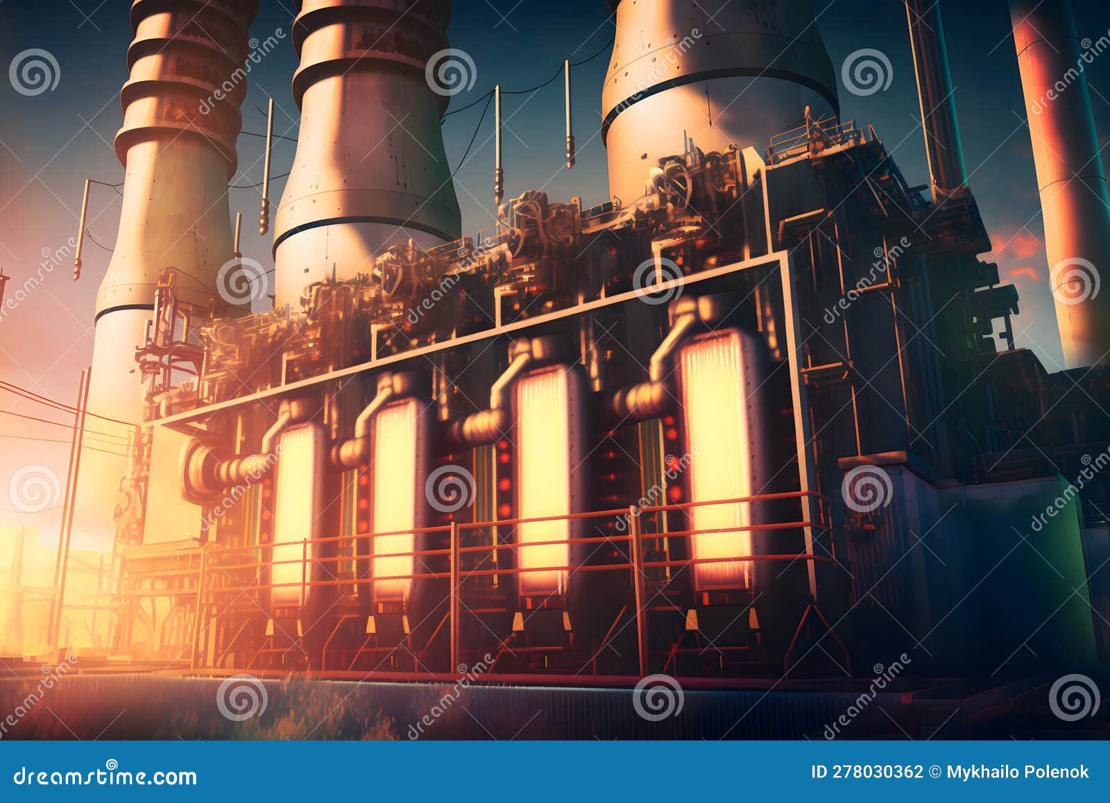 Power Plant with Transformers Futuristic. Neural Network AI Generated ...