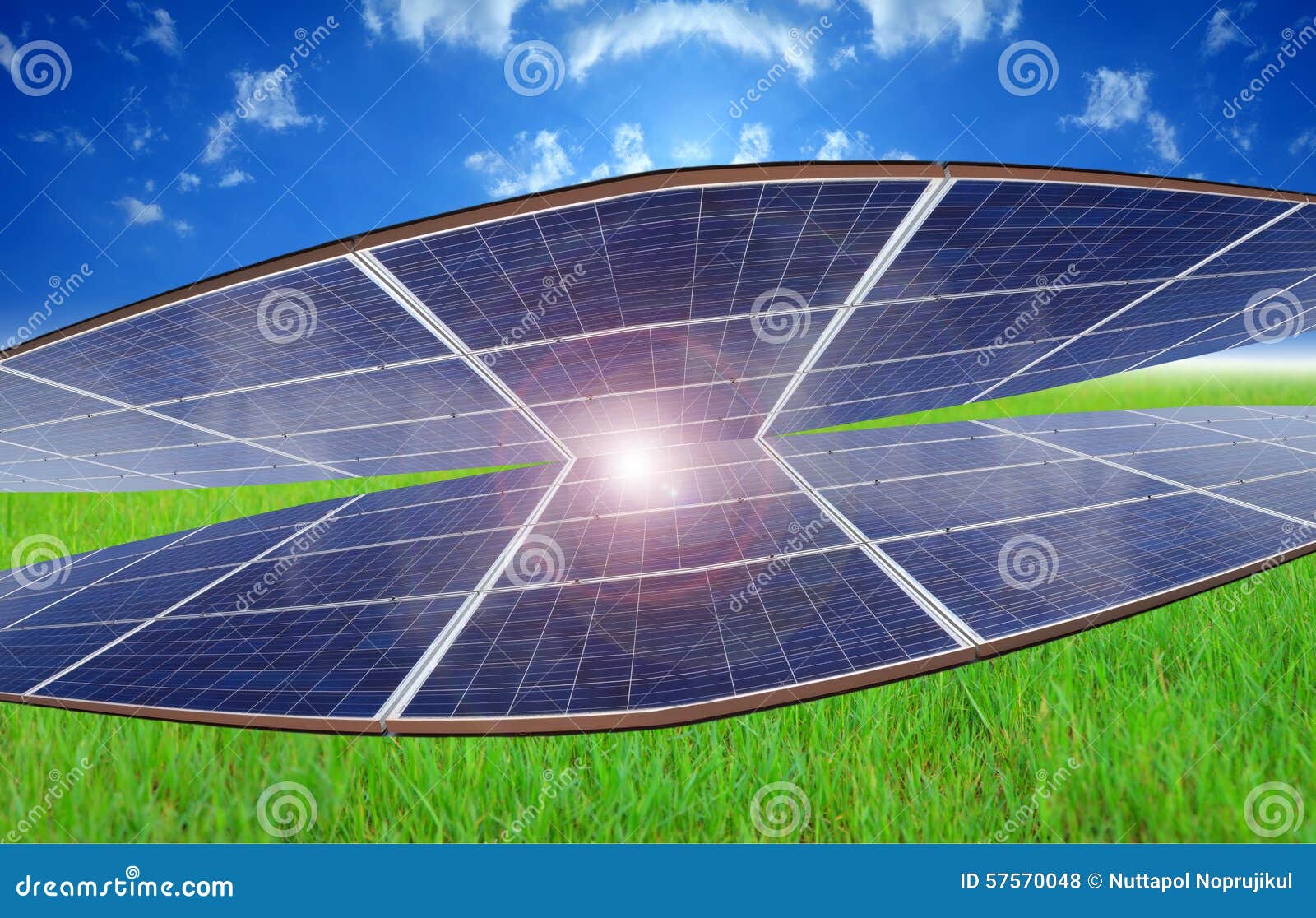 Power Plant Using Renewable Solar Energy on Blue Sky Cloud with Stock ...