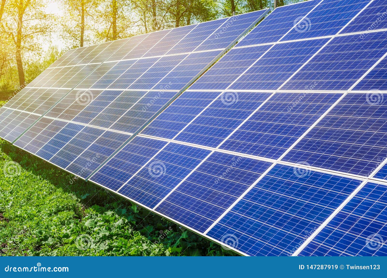 Power Plant Using Renewable Solar Energy with Sun Stock Image - Image ...