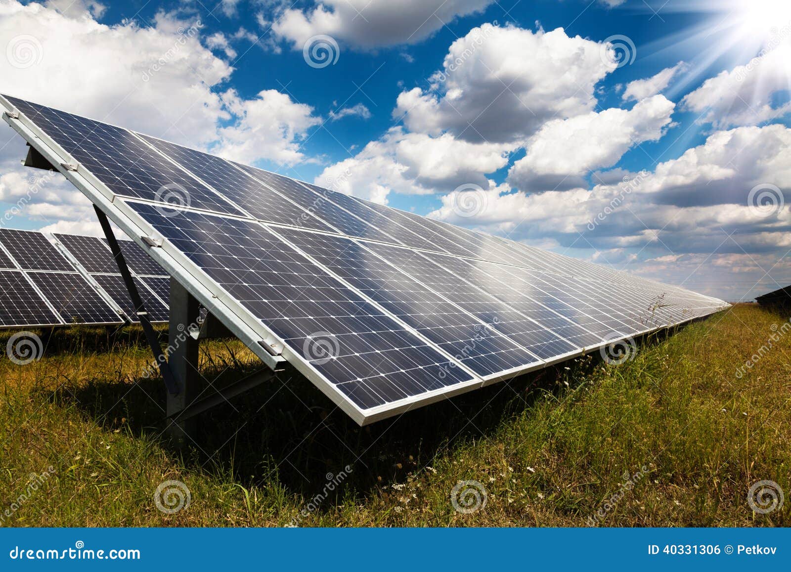 Power Plant Using Renewable Solar Energy Stock Photo - Image of grass ...