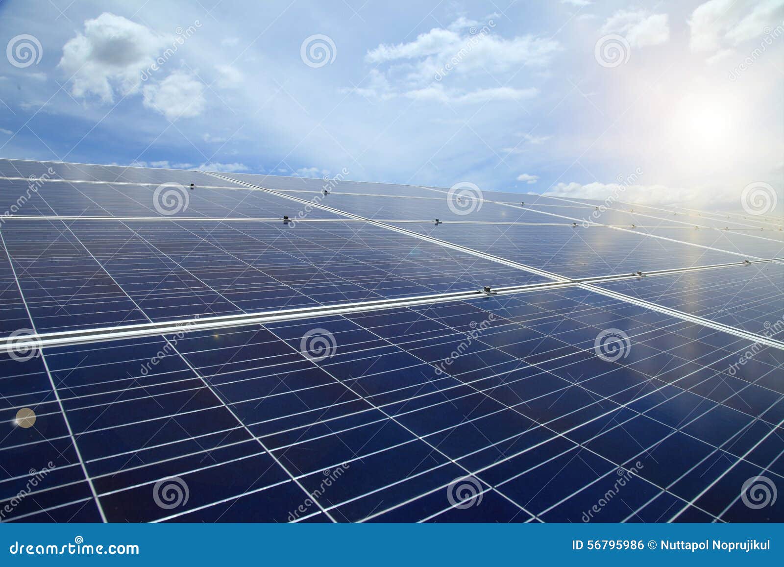 Power Plant Using Renewable Solar Energy with Sun Stock Photo - Image ...