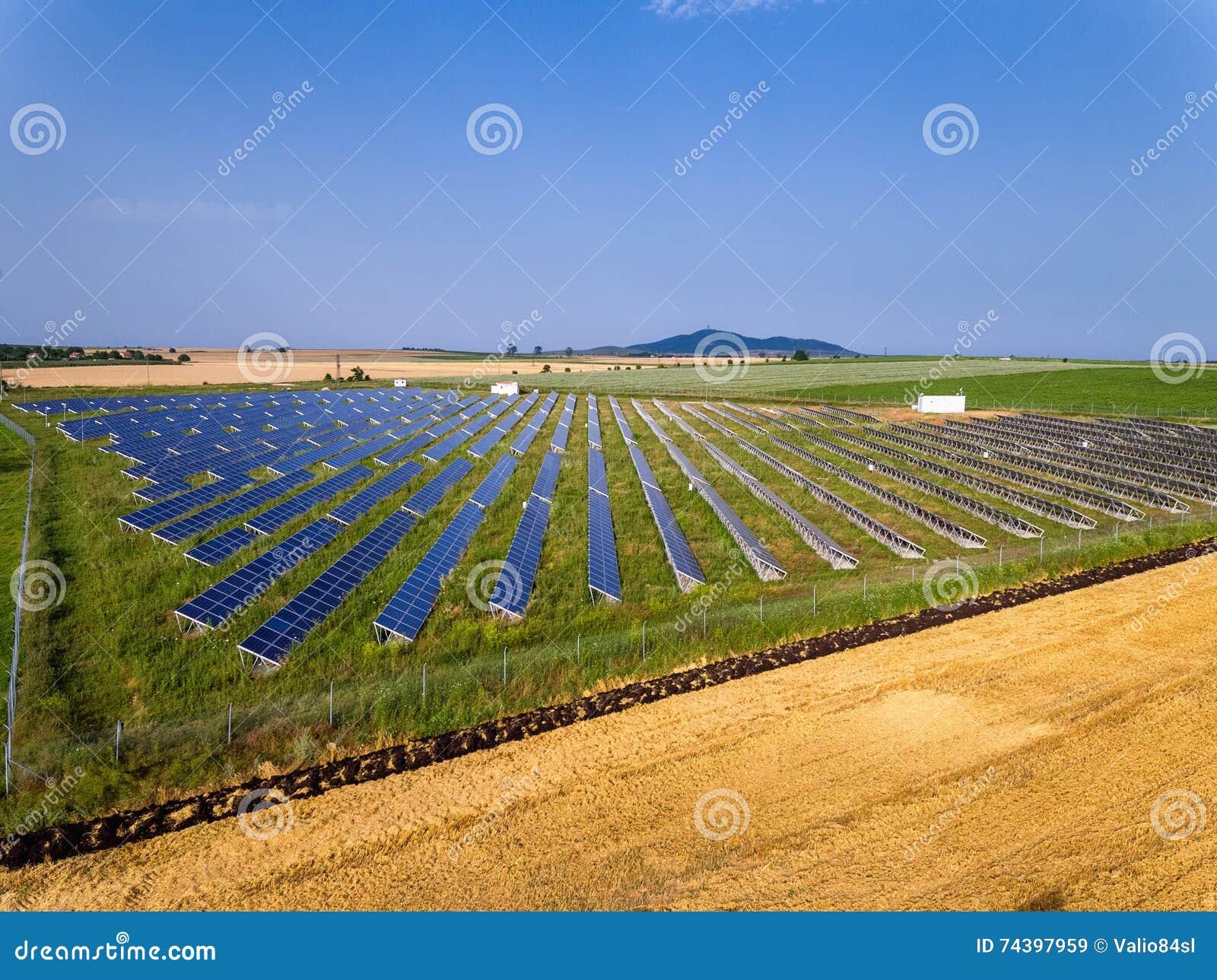 Power Plant Using Renewable Solar Energy with Sun Stock Image - Image ...
