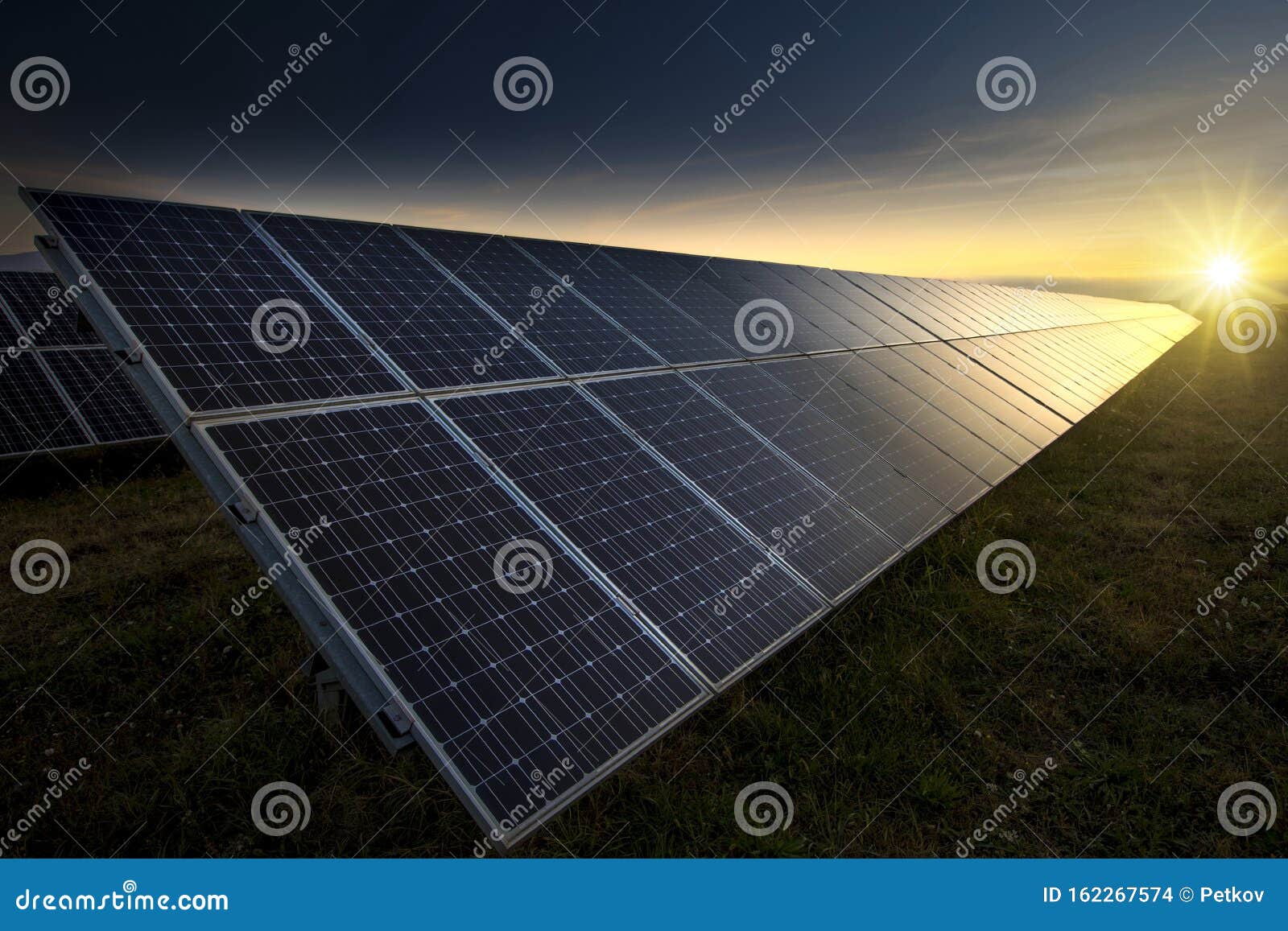 Power Plant Using Renewable Solar Energy with Sun Stock Photo - Image ...