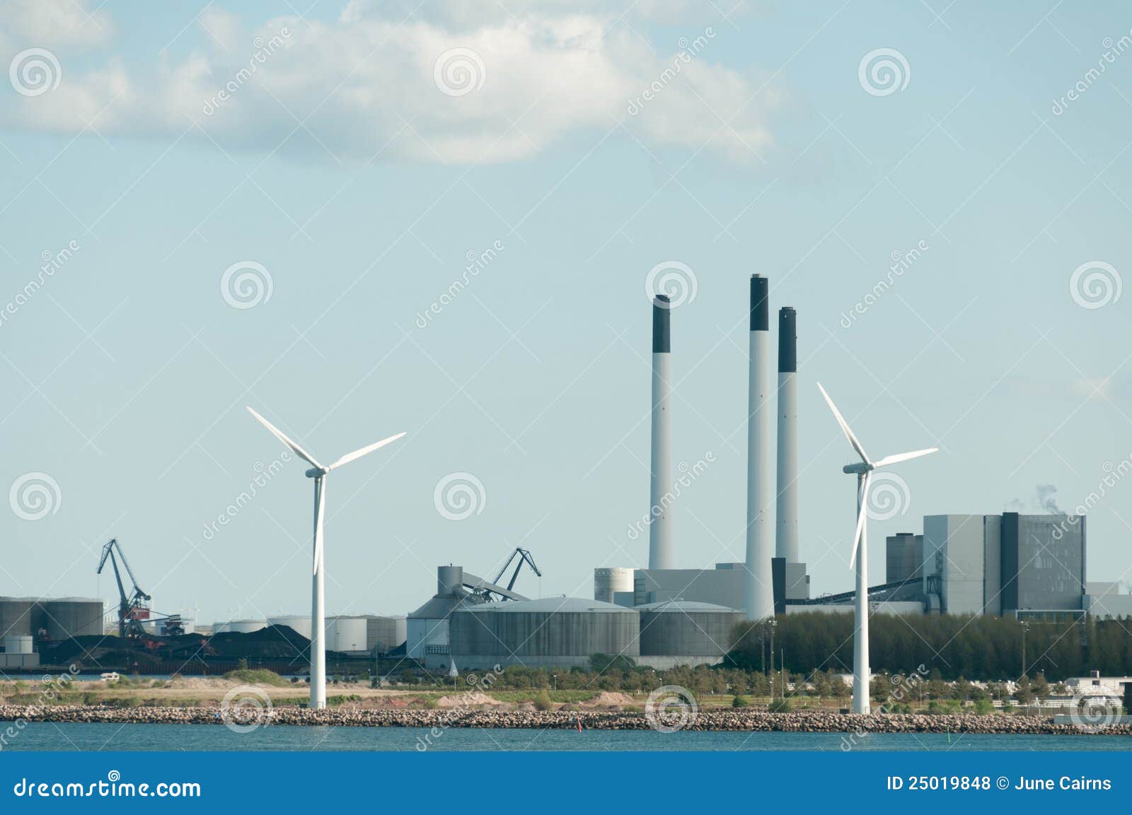 Power Plant and Wind Turbines Stock Photo - Image of tank, white: 25019848