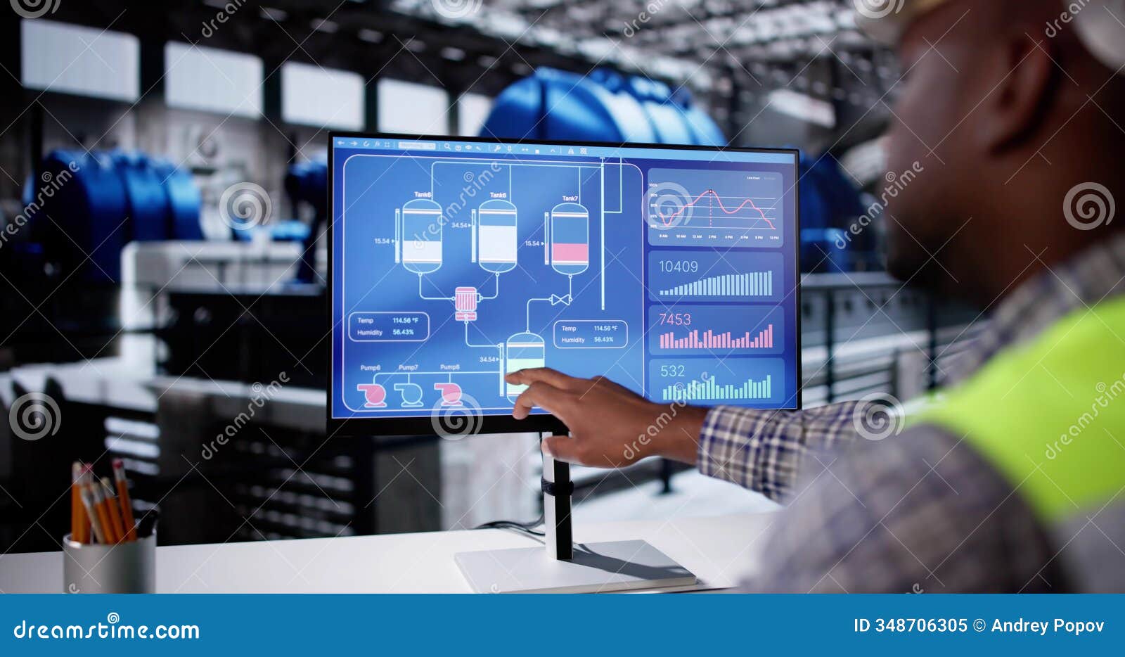 Power Plant Worker Using Scada System Stock Image - Image of male ...