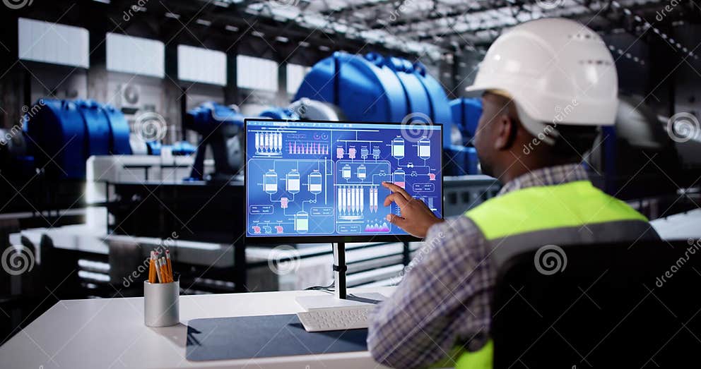 Power Plant Worker Using Scada System Stock Image - Image of carbon ...